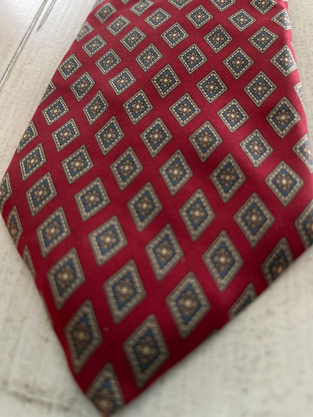 Vintage Christian Dio Neck Tie Made in USA / Silk Navy Red Yellow White ...