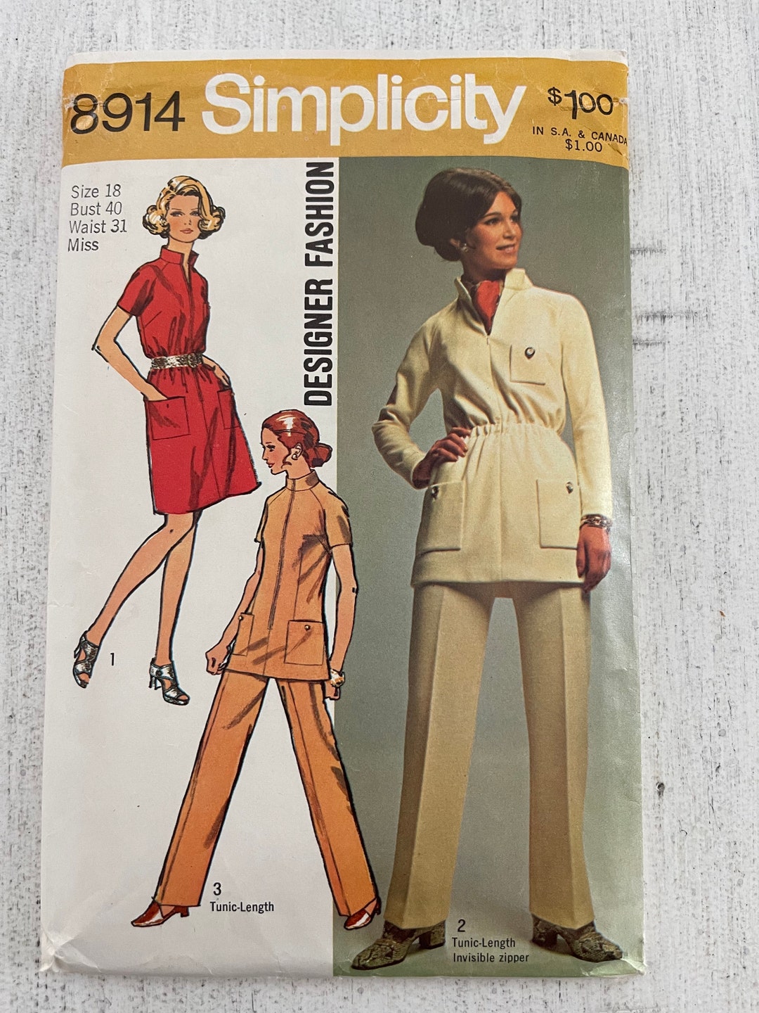 Simplicity 8914 Uncut Vintage Pattern Size 18 Bust 40 Waist 31 / 1976 ...