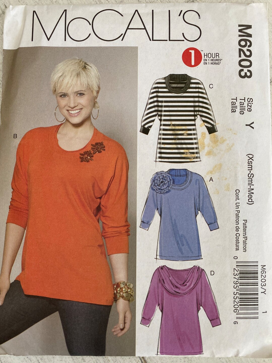 Mccalls M6203 Size Y Pattern / 2010 / Misses Tunics / 1 Hour Mccall's ...