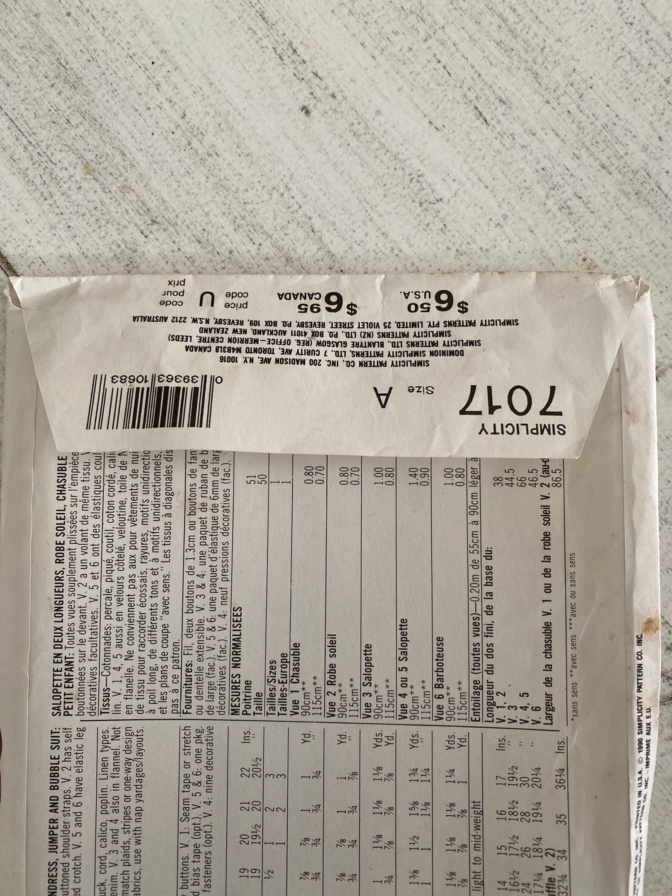 Simplicity 7017 Uncut Vintage Toddler Size A / Size Half to Size 3 ...