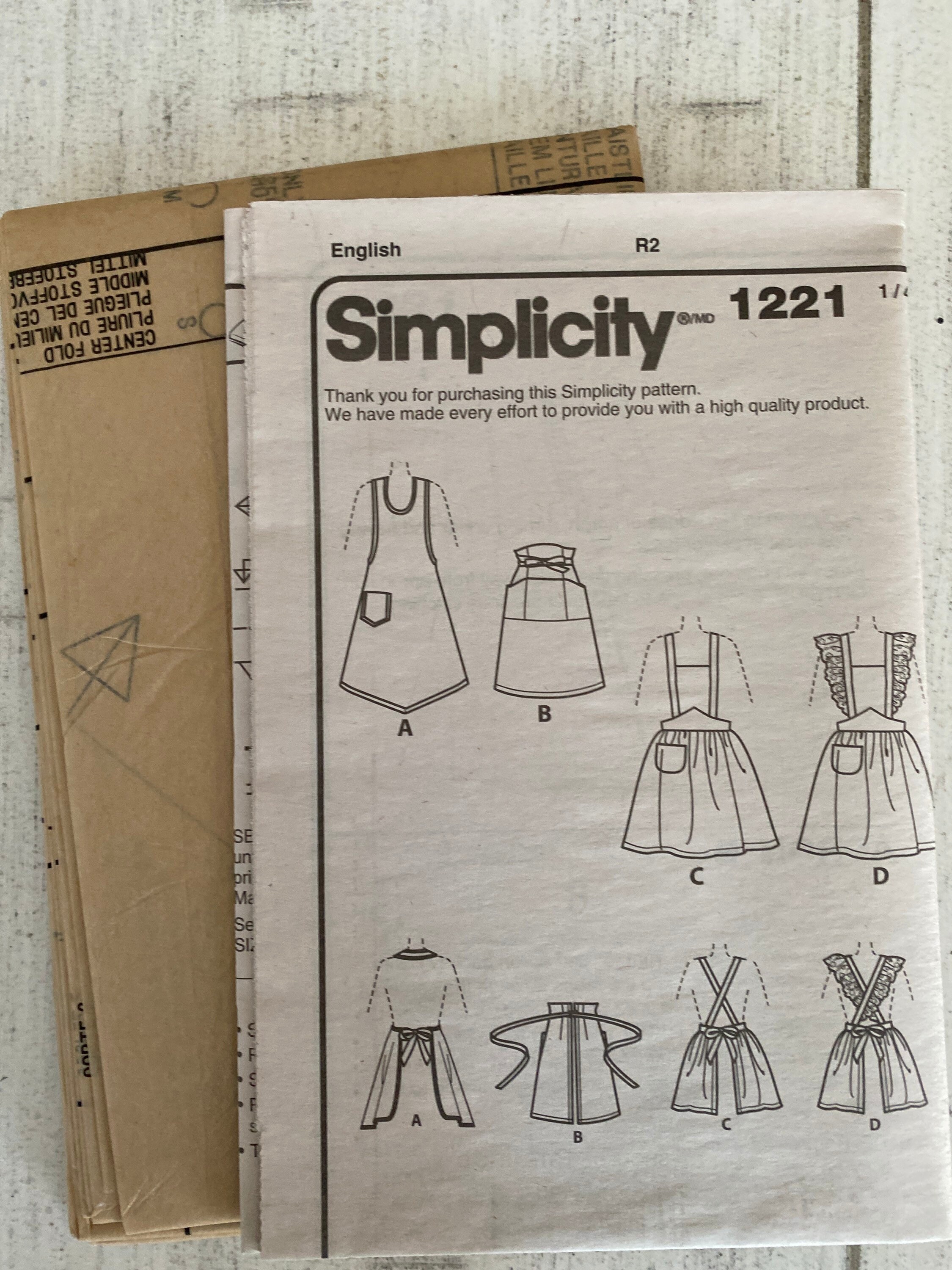 Simplicity 1221 Uncut Apron Pattern / Size A Small Medium Large ...