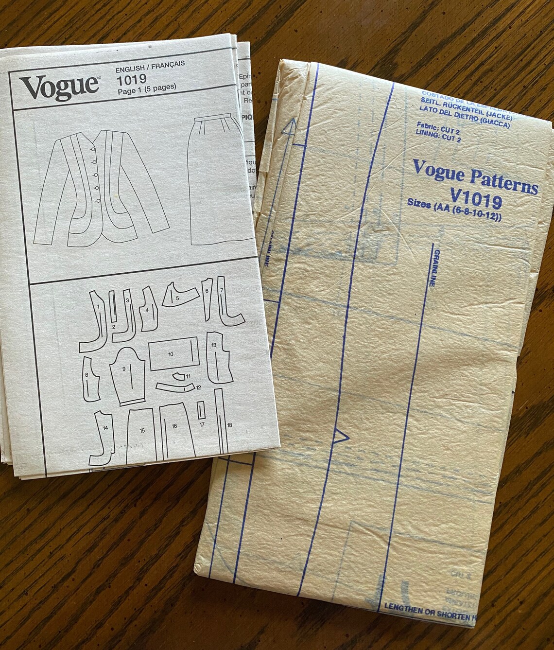 Vogue V1019 Uncut Jacket and Skirt Pattern / 2007 / AA Size 6 8 10 12 ...