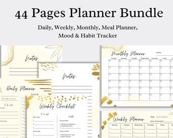 Abstract Pink Planner Printable Daily Weekly Monthly Mood | Etsy