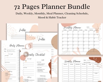 Abstract Pink Planner Printable, Daily, Weekly, Monthly, Mood Tracker ...