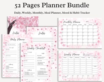 Abstract Pink Planner Printable Daily Weekly Monthly Mood | Etsy