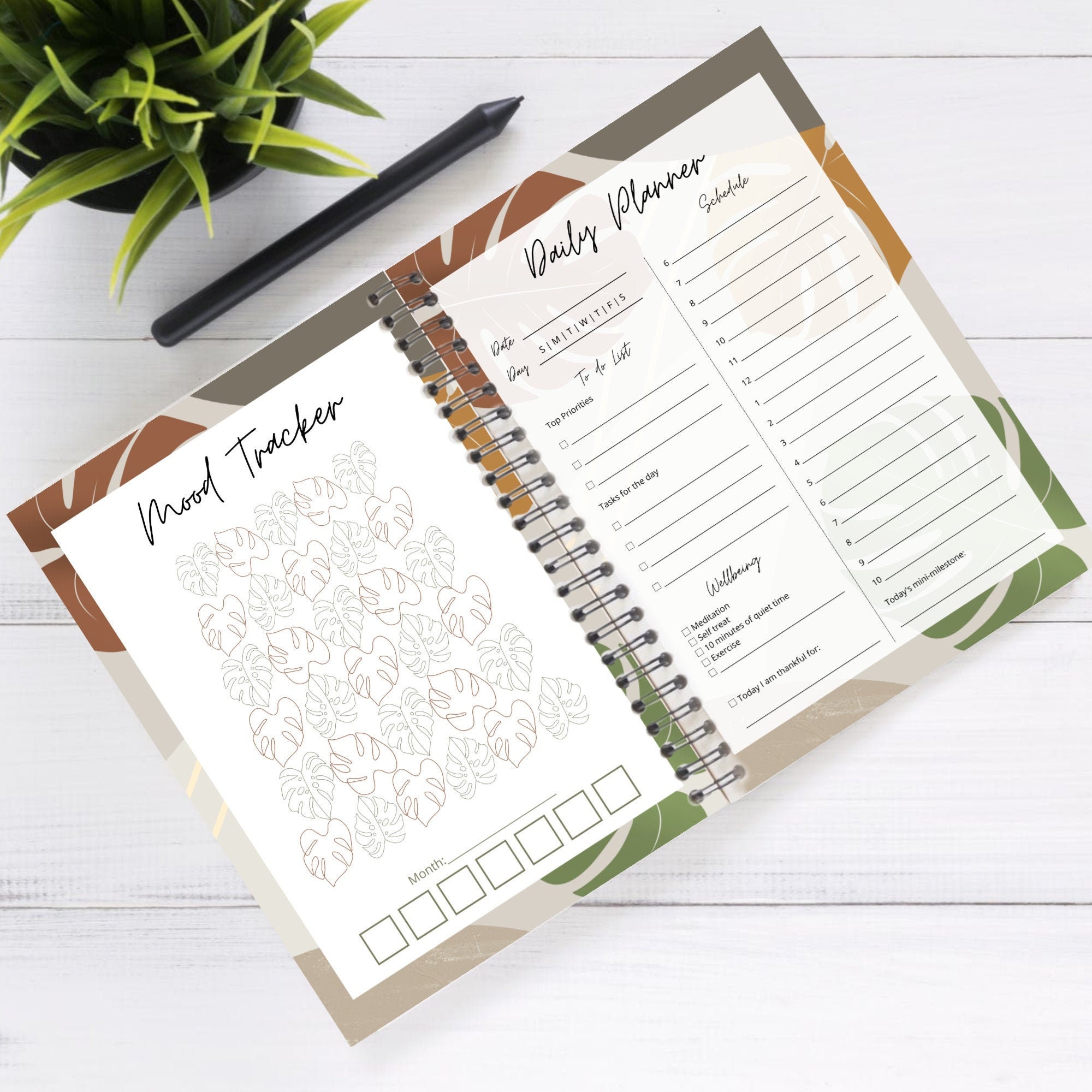 Botanical Planner Printables Daily Weekly Monthly Mood - Etsy