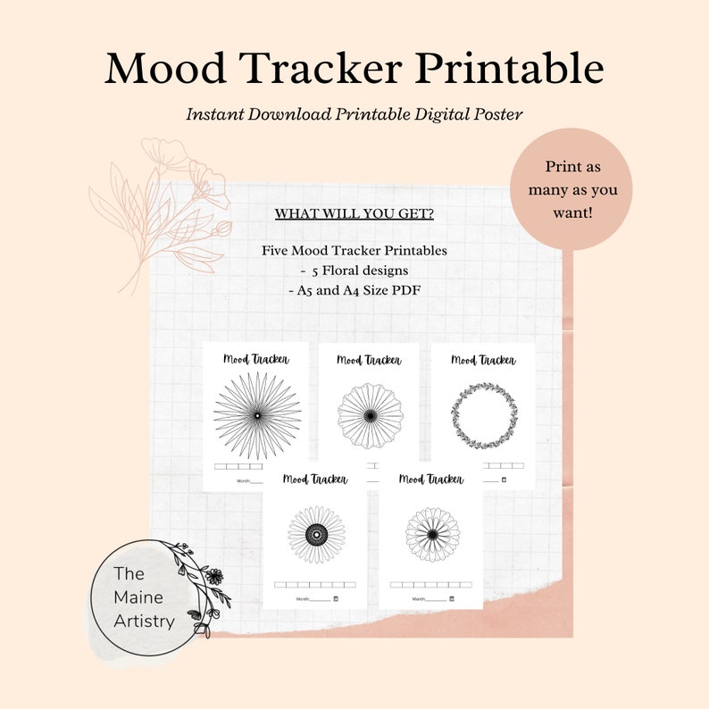 Mood Tracker Printable Bundle Pack, Instant Download, Digital Print ...