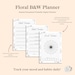 Floral B&W Planner Printable Daily Weekly Monthly Mood - Etsy