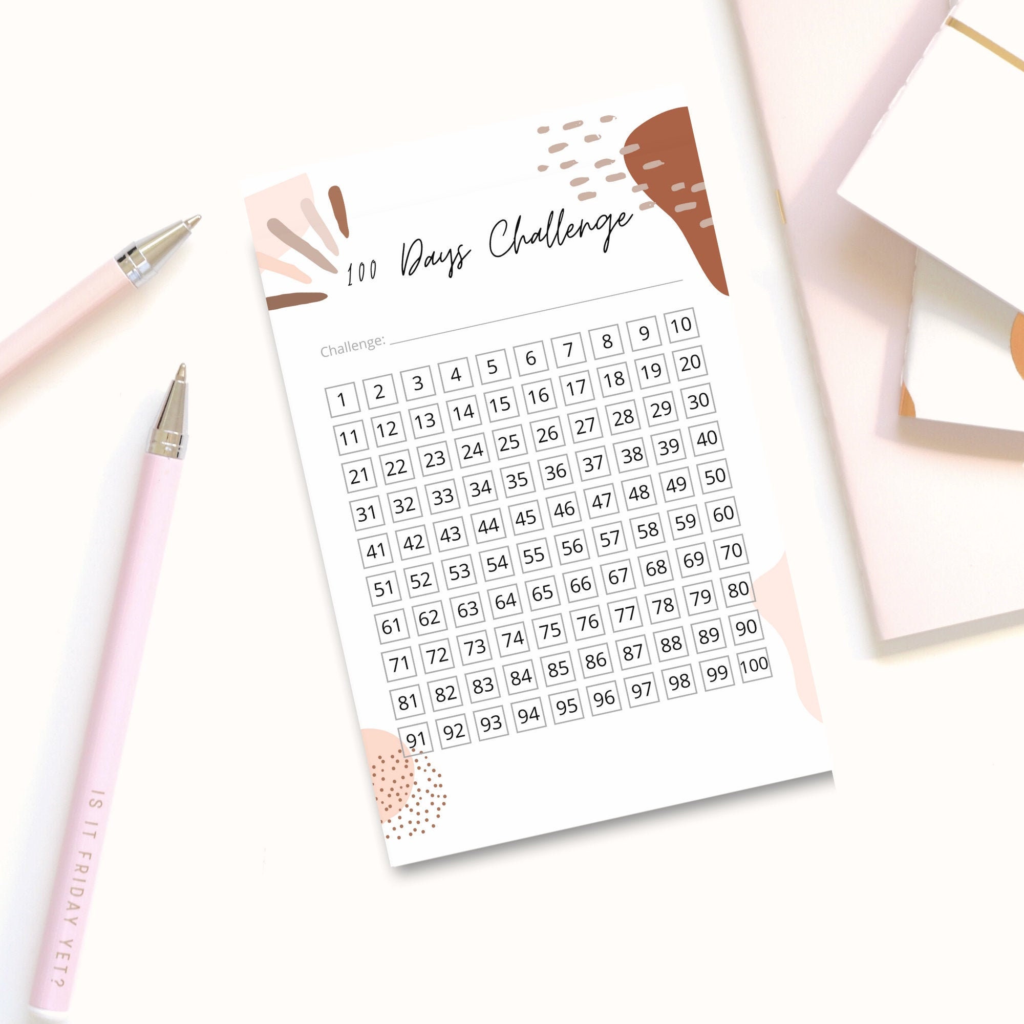 100-days-challenge-brown-printable-habit-tracker-etsy