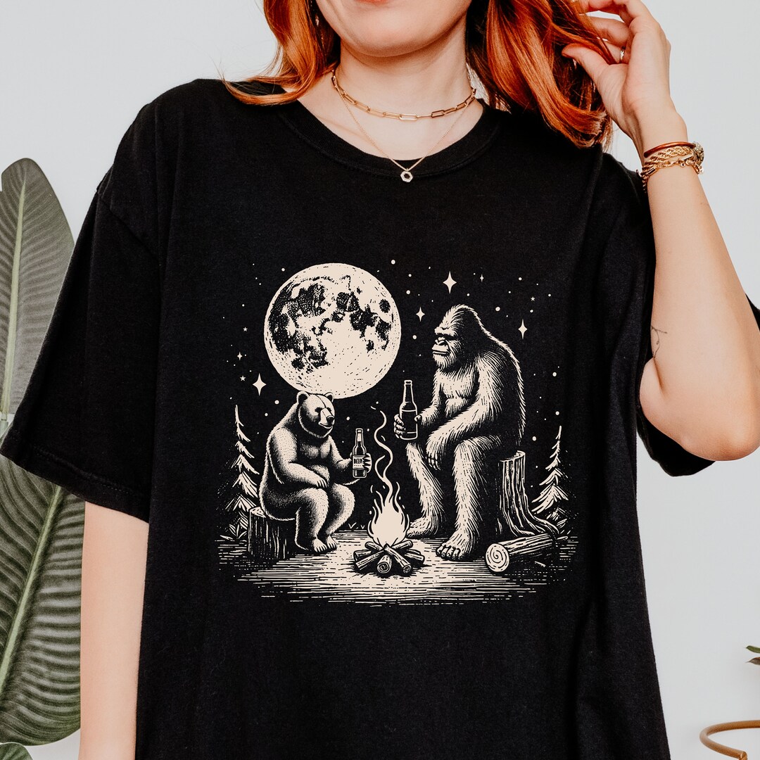 Bigfoot and Bear Shirt Gift for Outdoor Lover, Sasquatch Shirts, Hiking ...