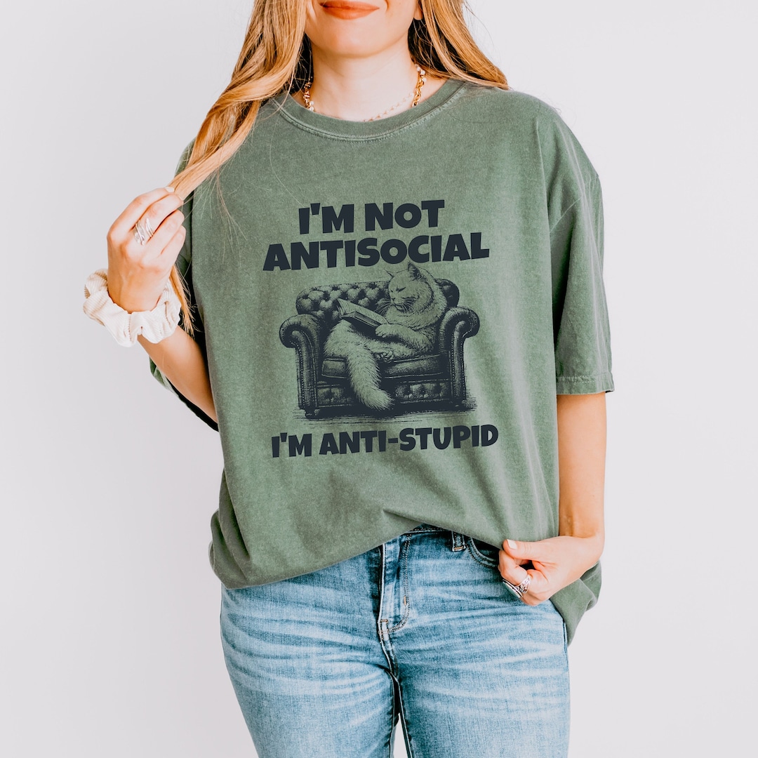 Im Not Anti Social Im Anti Stupid Shirt, Cat Meme Shirt, Vintage 90s ...