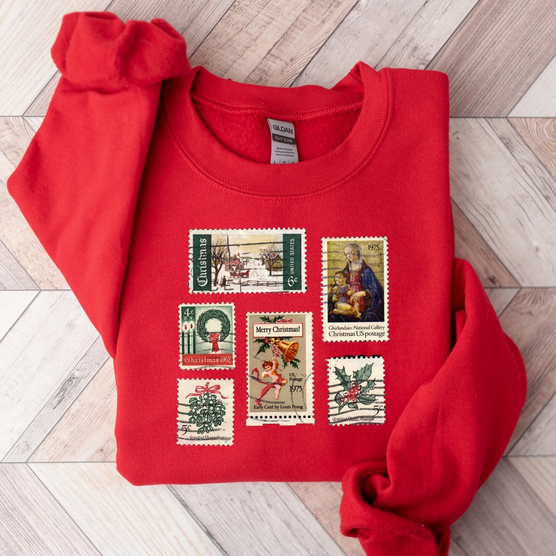 Christmas Sweatshirt, Christmas Stamp Sweatshirt, Gift for Stamp ...