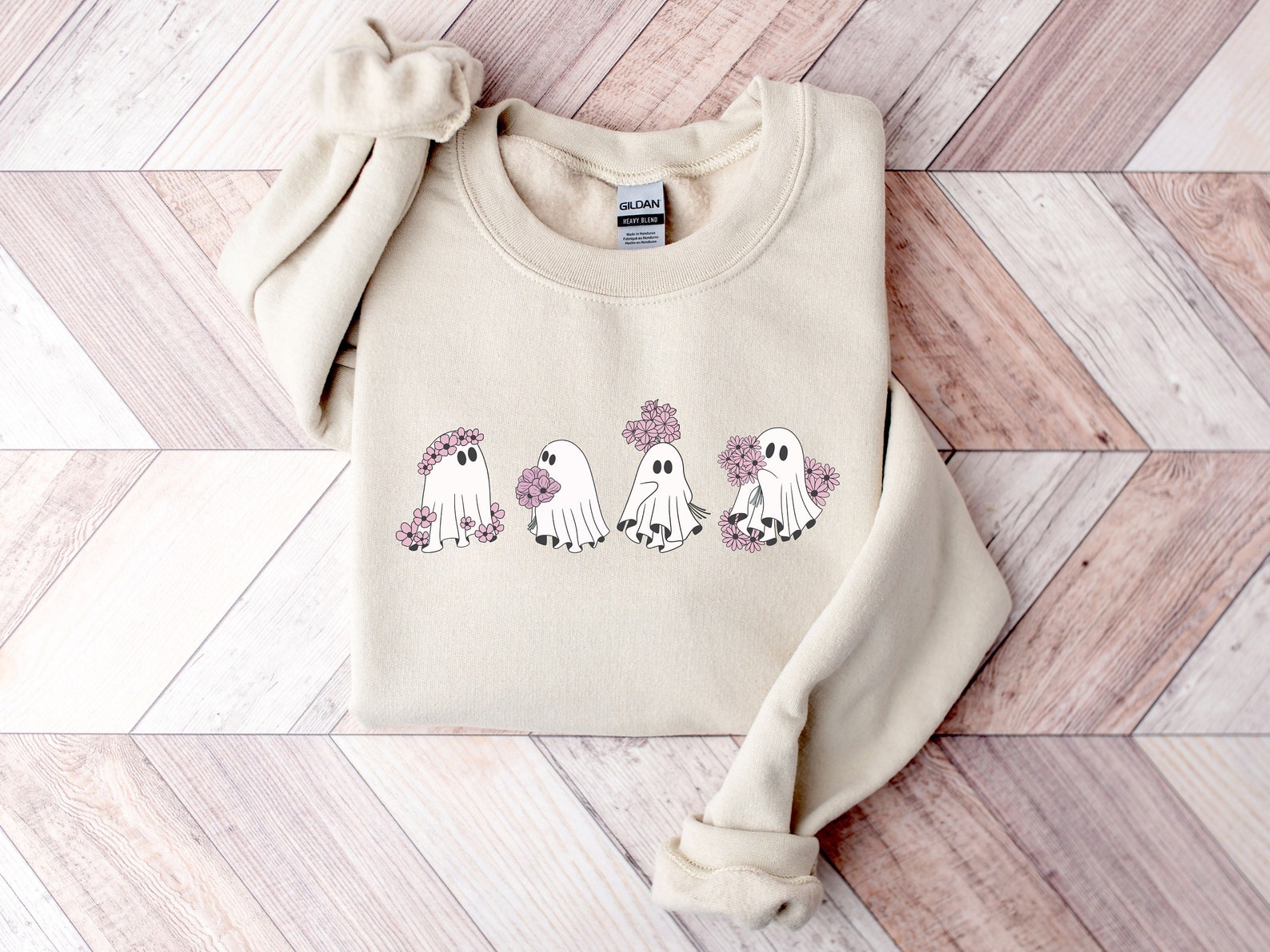 Floral Ghost Sweatshirt, Boho Ghost Shirt Halloween Sweatshirt Ghost ...