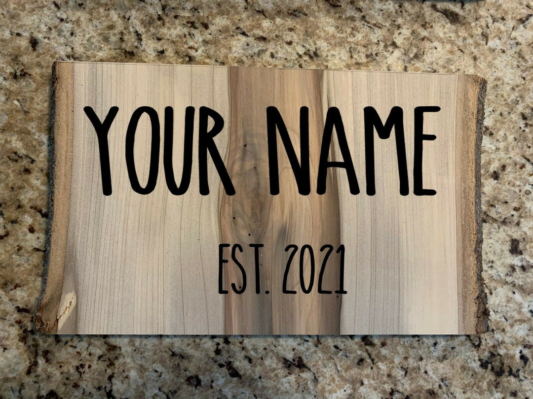 Custom Engraved Live Edge Slab Name Sign - Etsy