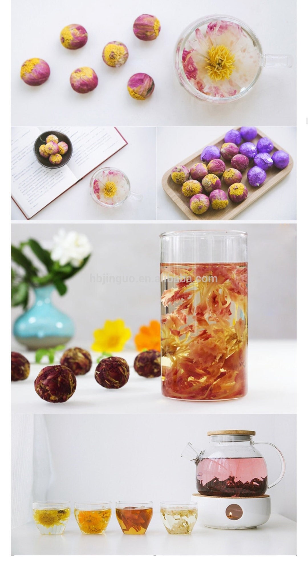 Red Selection X3 - Rose, Peony, Lily - Petals Blooming Tea Ball Hand ...