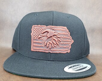 Leather Patch Flat Bill Hat - Etsy