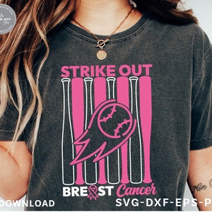 Strike Out Breast Cancer Awareness SVG PNG: Ribbon Design (digital Download) - Etsy