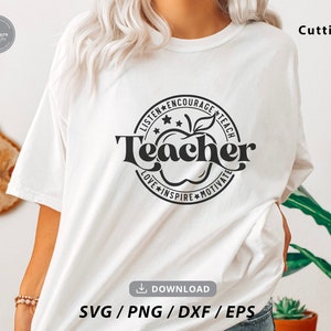 Teacher Appreciation Svg ,teacher SVG, Teach Love Inspire, Listen ...