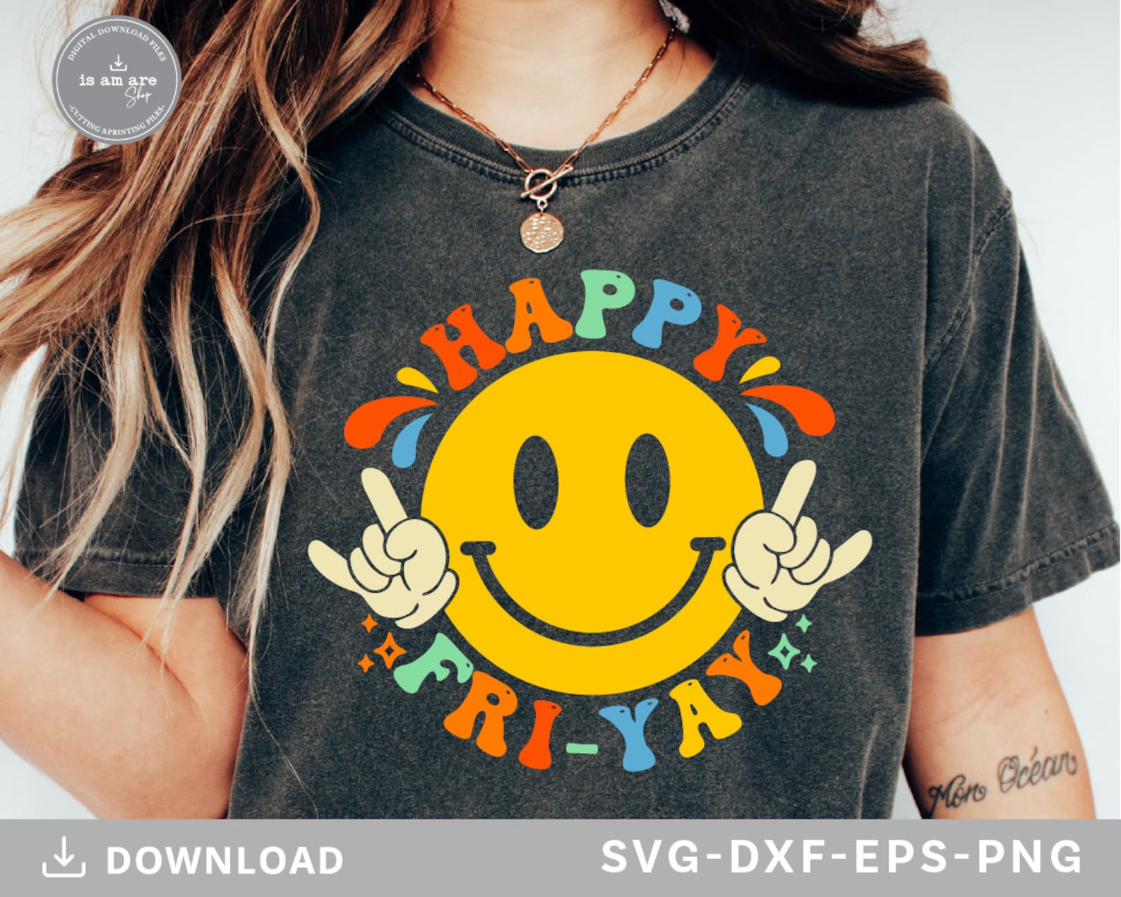 Happy Fri-yay Retro Smile Face SVG: Teacher Shirt Design (digital ...