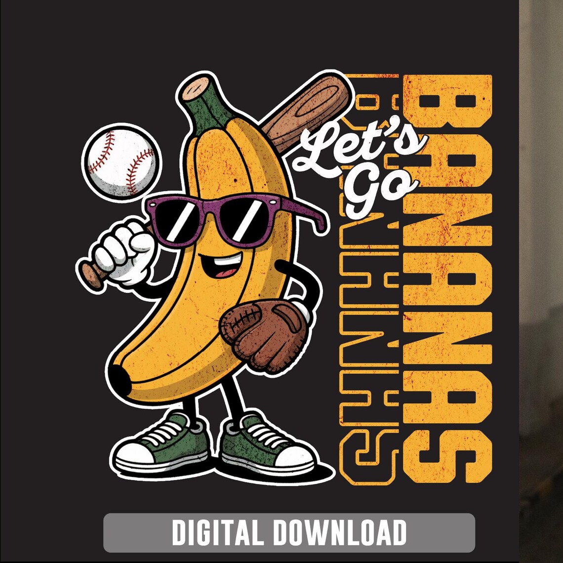 Banana Baseball PNG, Funny Sports Clipart Digital Download - Etsy