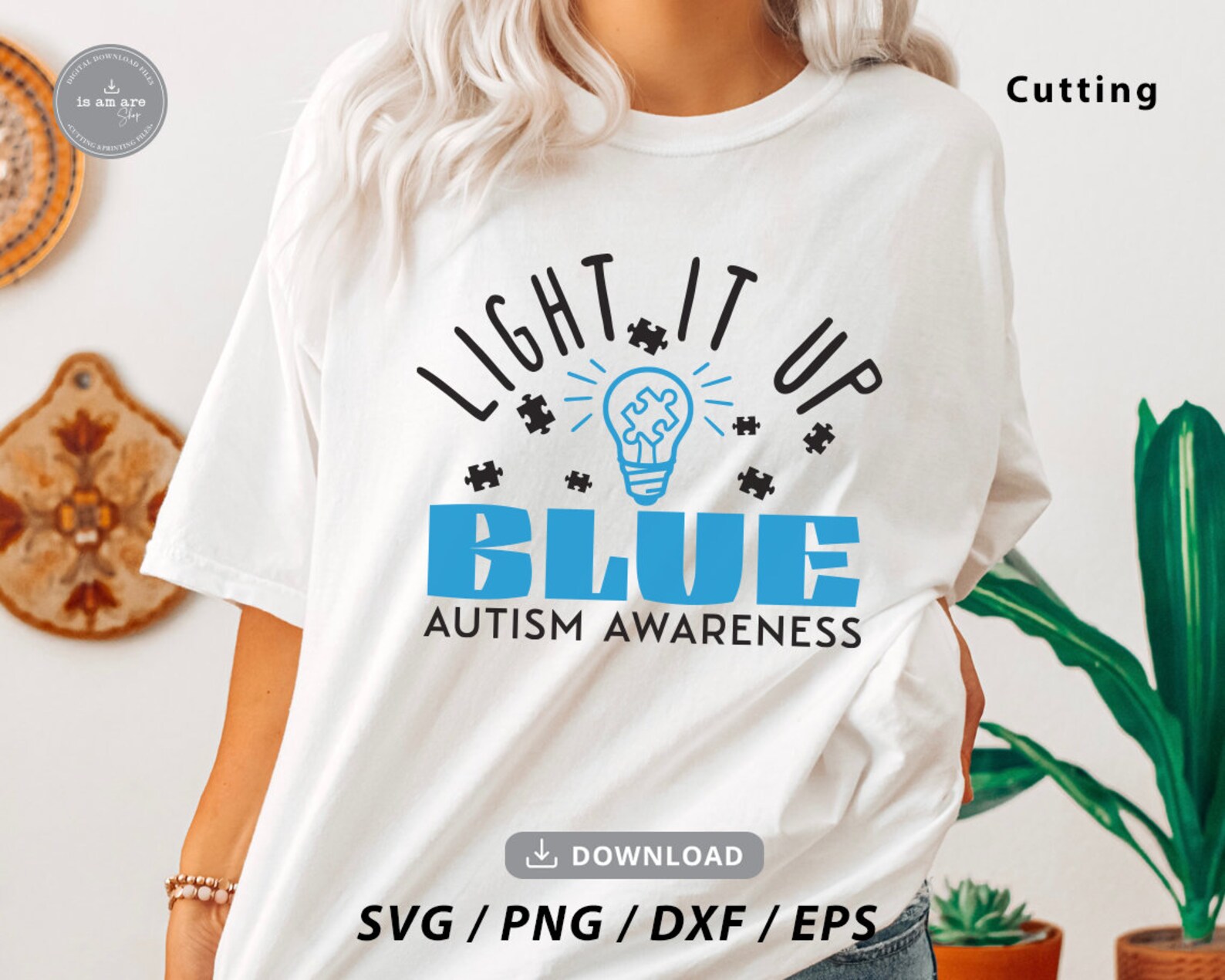 Light It up Blue Autism Awareness (svg, Png, Eps, Dxf) (digital ...