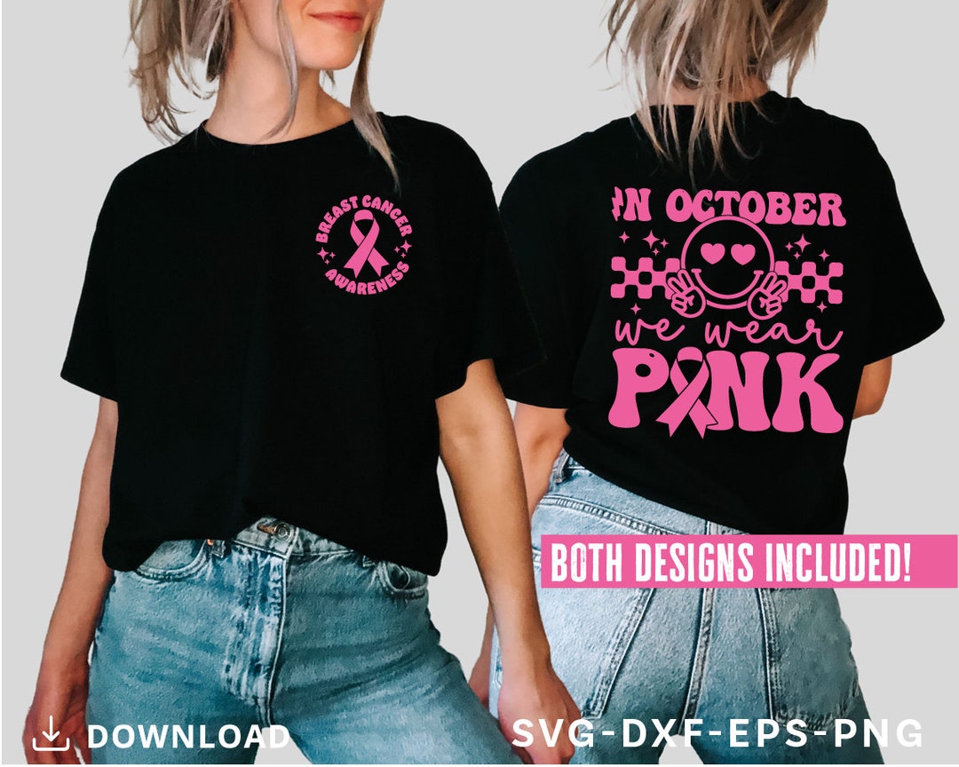 Breast Cancer Awareness SVG: Groovy Pink Ribbon Design (digital ...