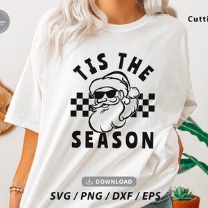 Tis the Season Svg,retro Christmas, Checkered Christmas, Retro Santa ...