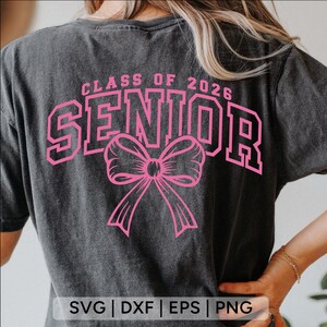 Coquette Senior 2026 SVG: Pink Bow Graduation Design (digital Download ...