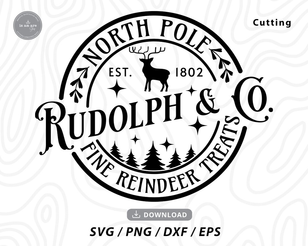 Rudolph and Co Svg, North Pole Svg, Vintage Christmas Sign Svg ...