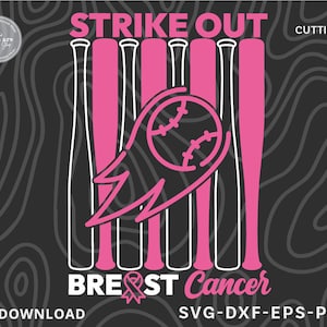 Strike Out Breast Cancer Awareness SVG PNG: Ribbon Design (digital Download) - Etsy