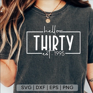 Hello Thirty SVG, 30. Geburtstag svg, Geburtstags-Shirt svg, happy ...