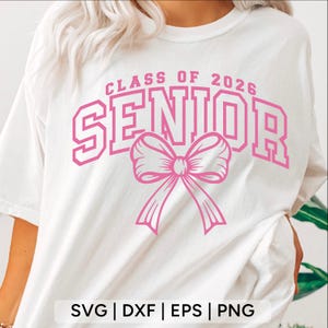 Coquette Senior 2026 SVG: Pink Bow Graduation Design (digital Download ...