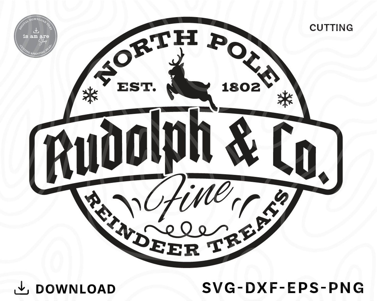 Rudolph & Co. Vintage Christmas Sign SVG: North Pole Reindeer (digital ...