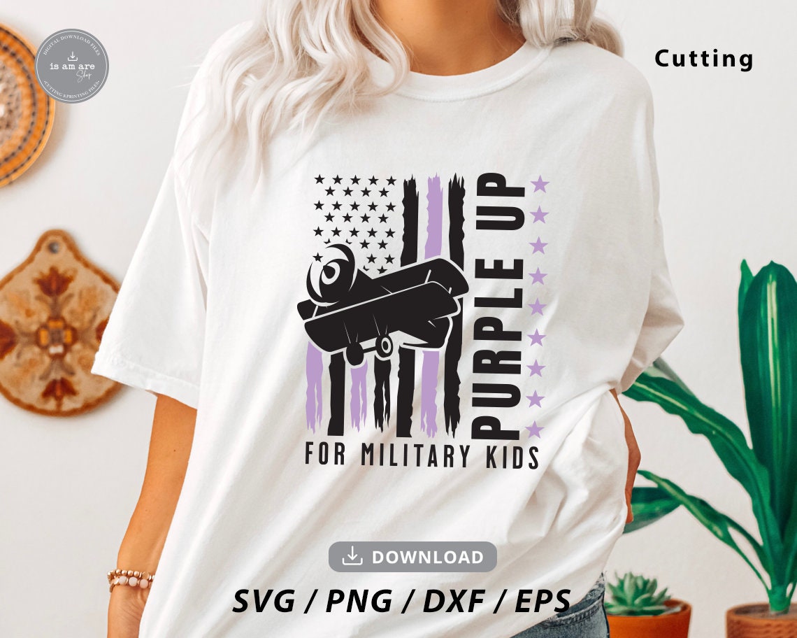 Military Child American Flag Svgpurple up for Military Kids - Etsy