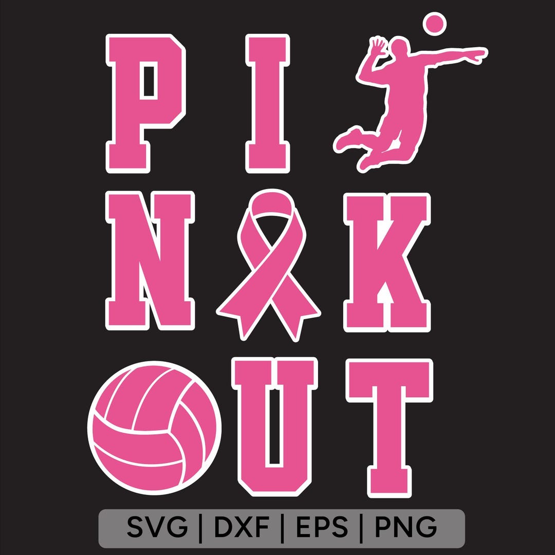 Breast Cancer Volleyball Svg Png,pink Out Volleyball Svg, Pink ...