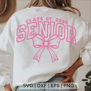 Coquette Senior 2026 SVG: Pink Bow Graduation Design (digital Download ...