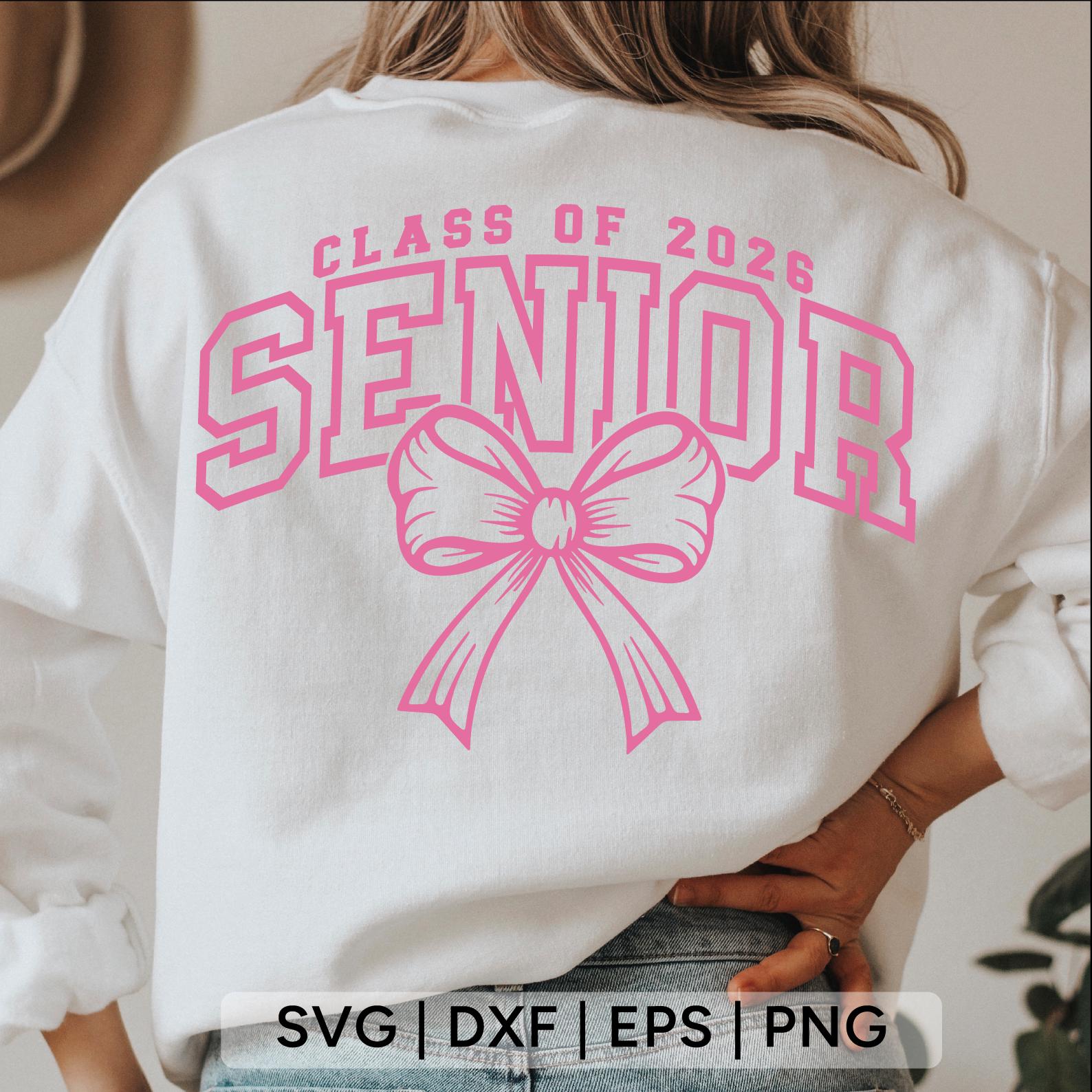 Coquette Senior 2026 SVG: Pink Bow Graduation Design (digital Download ...