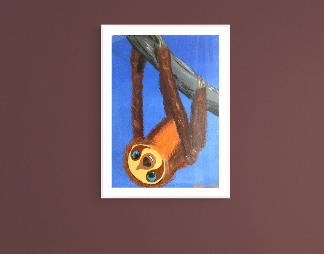 Sloth Acrylic Painting on Watercolor Paper Sloth Painting Art - Etsy