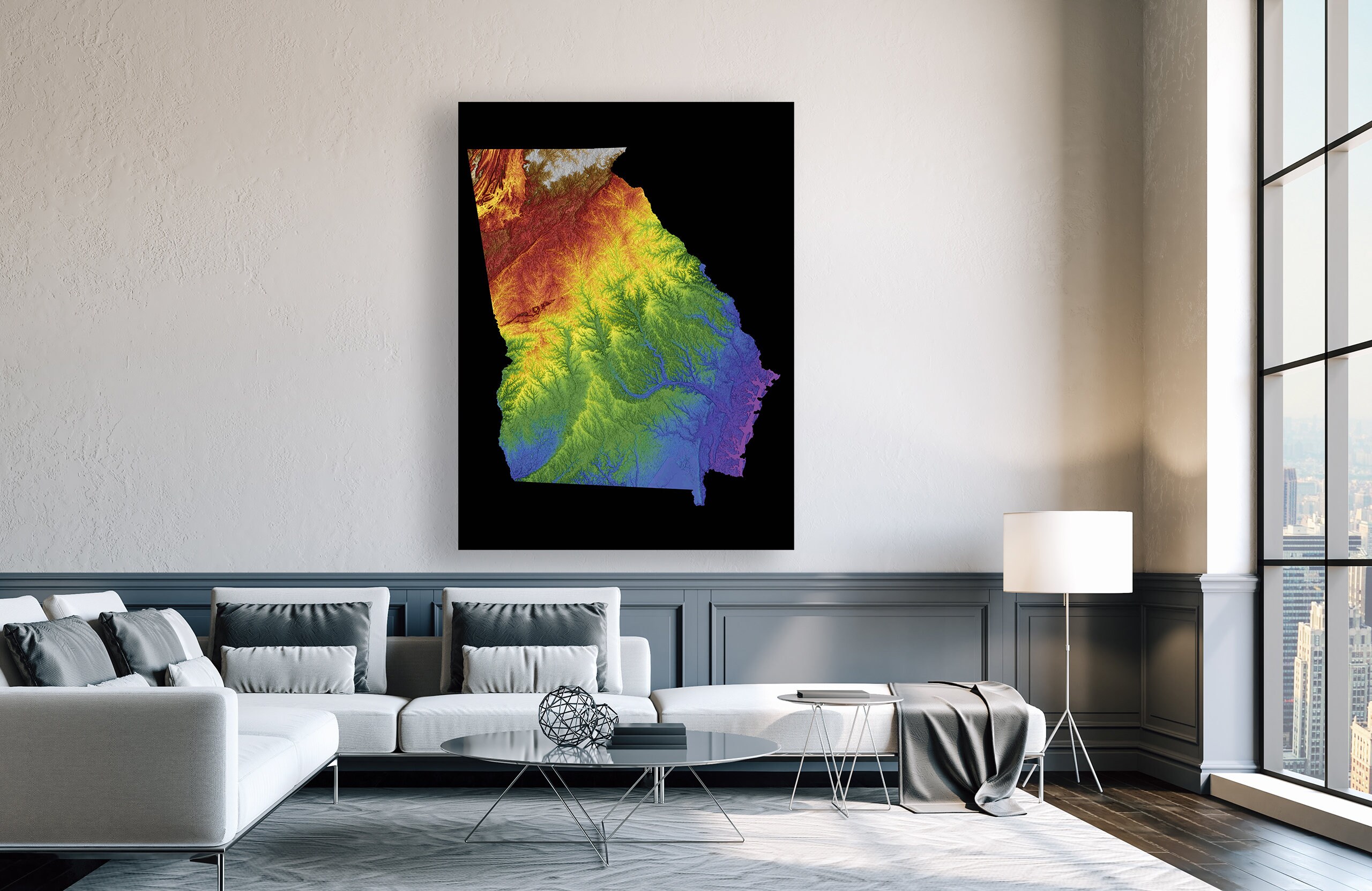Georgia Color Elevation Map - Etsy