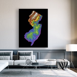 New Jersey Color Elevation Map - Etsy