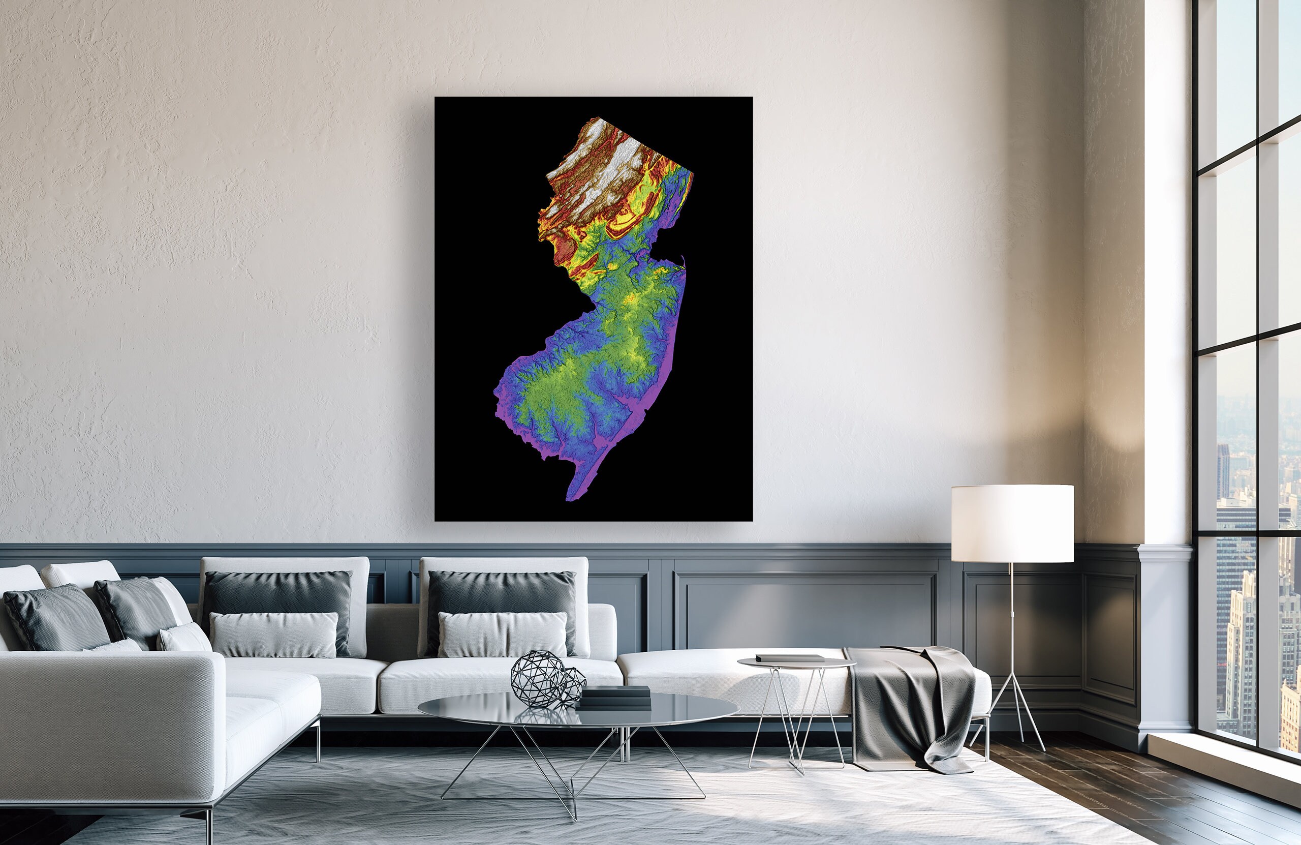 New Jersey Color Elevation Map - Etsy