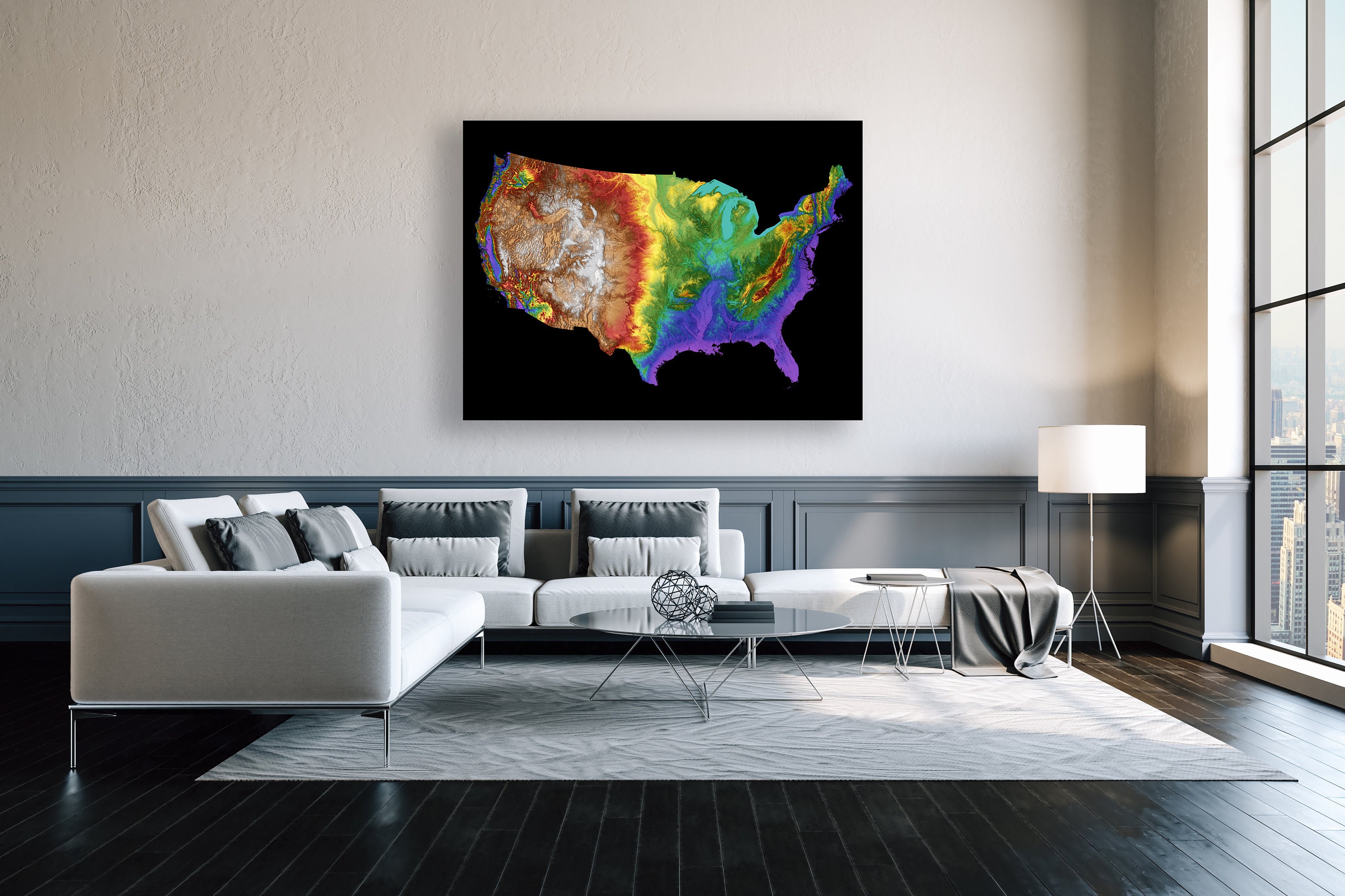 USA Color Elevation Map (contiguous States) - Etsy