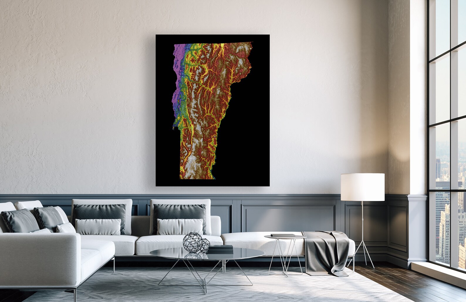 Vermont Color Elevation Map - Etsy