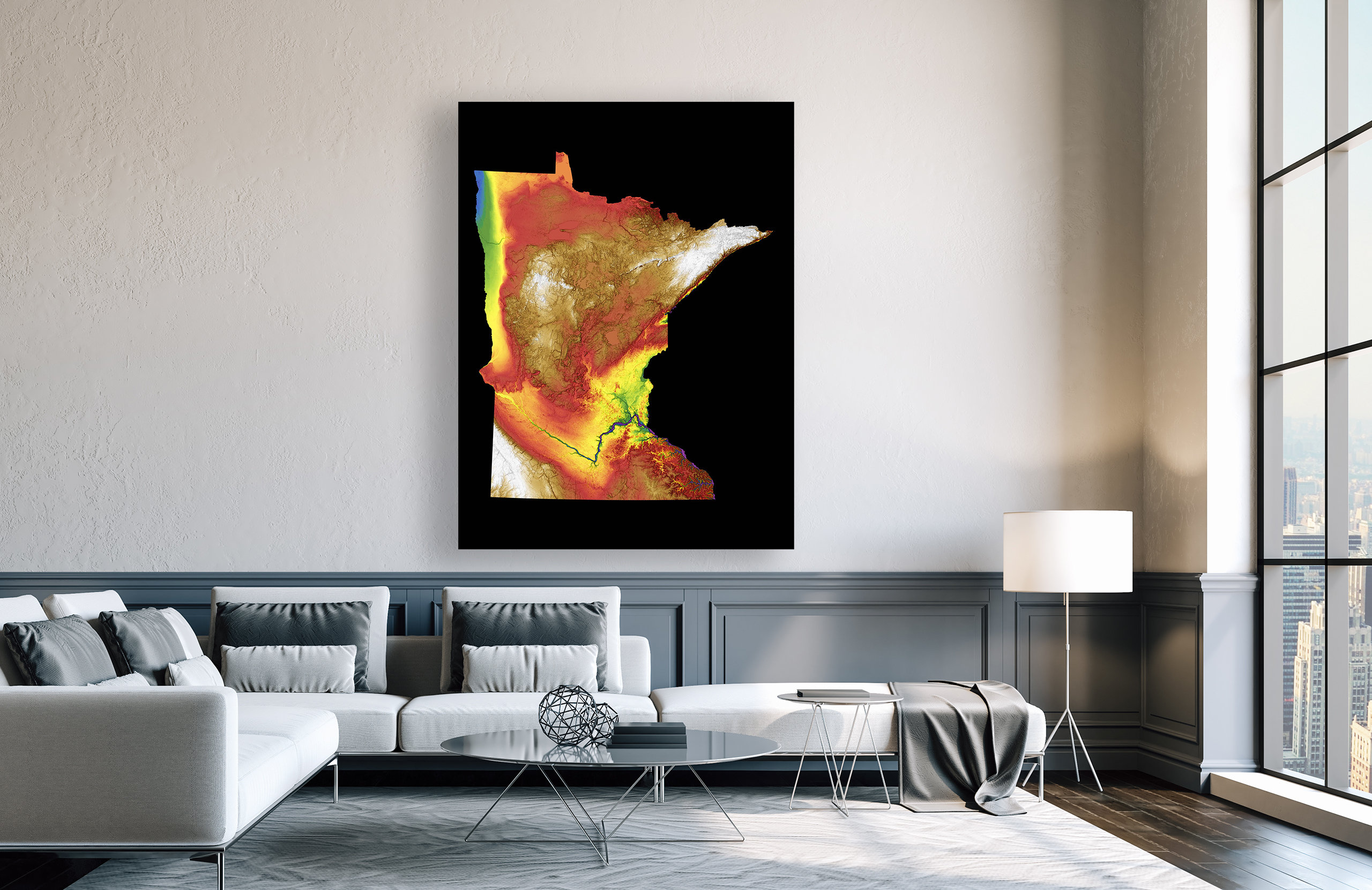 Minnesota Color Elevation Map - Etsy