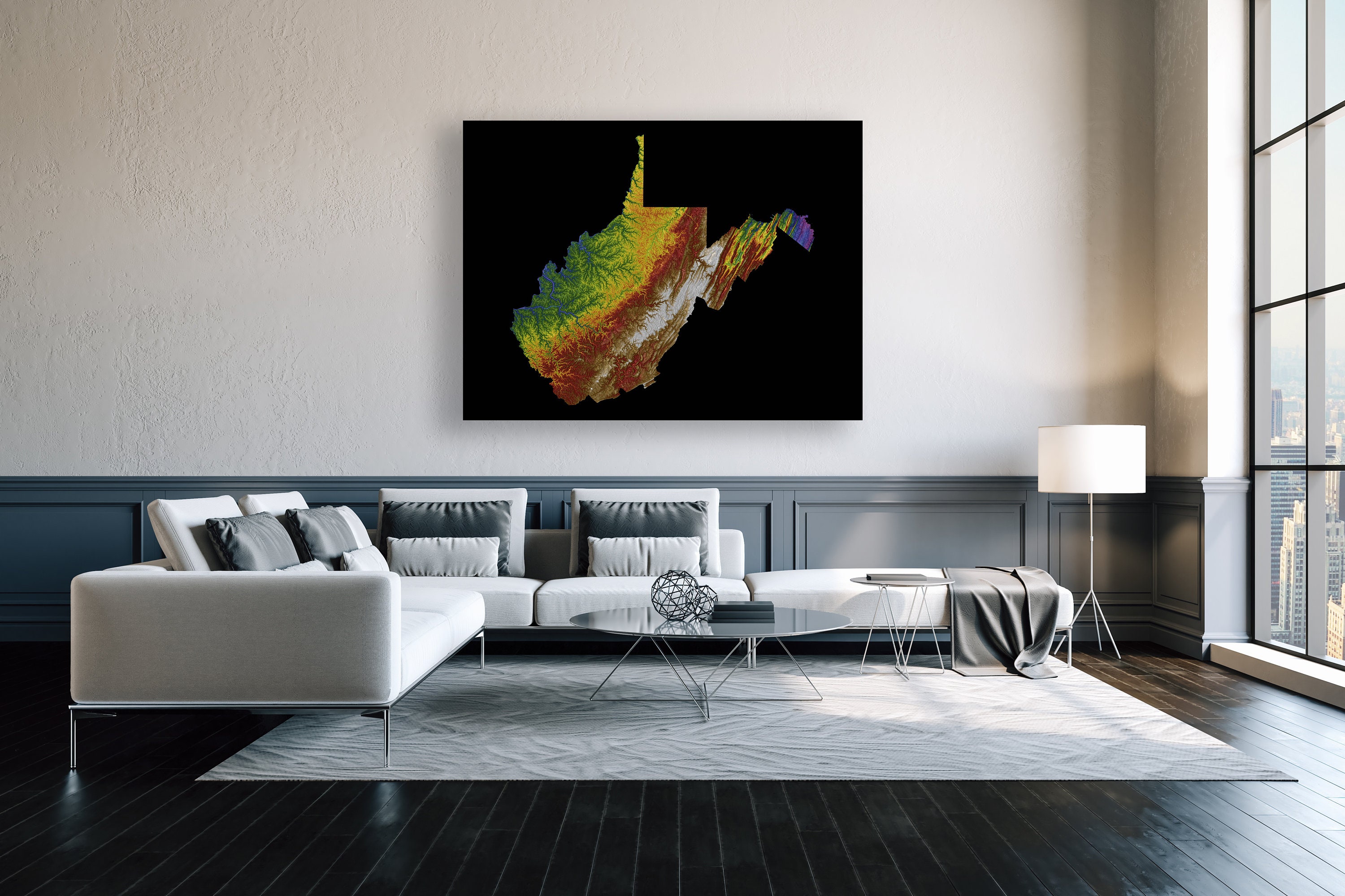 West Virginia Color Elevation Map - Etsy