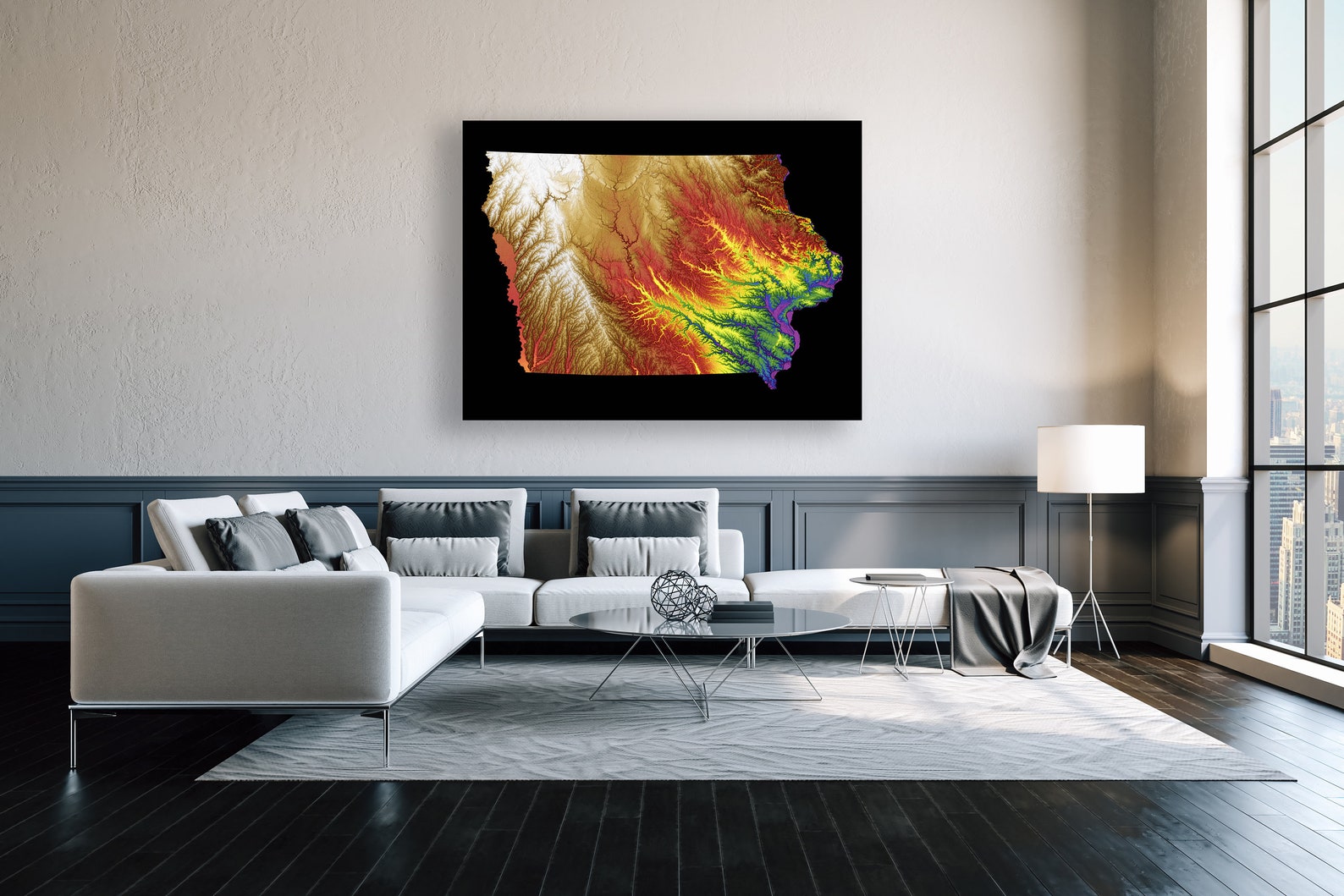 Iowa Color Elevation Map - Etsy