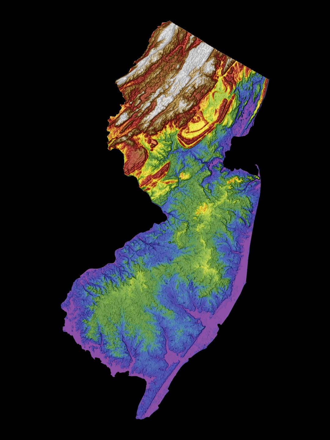 New Jersey Color Elevation Map - Etsy