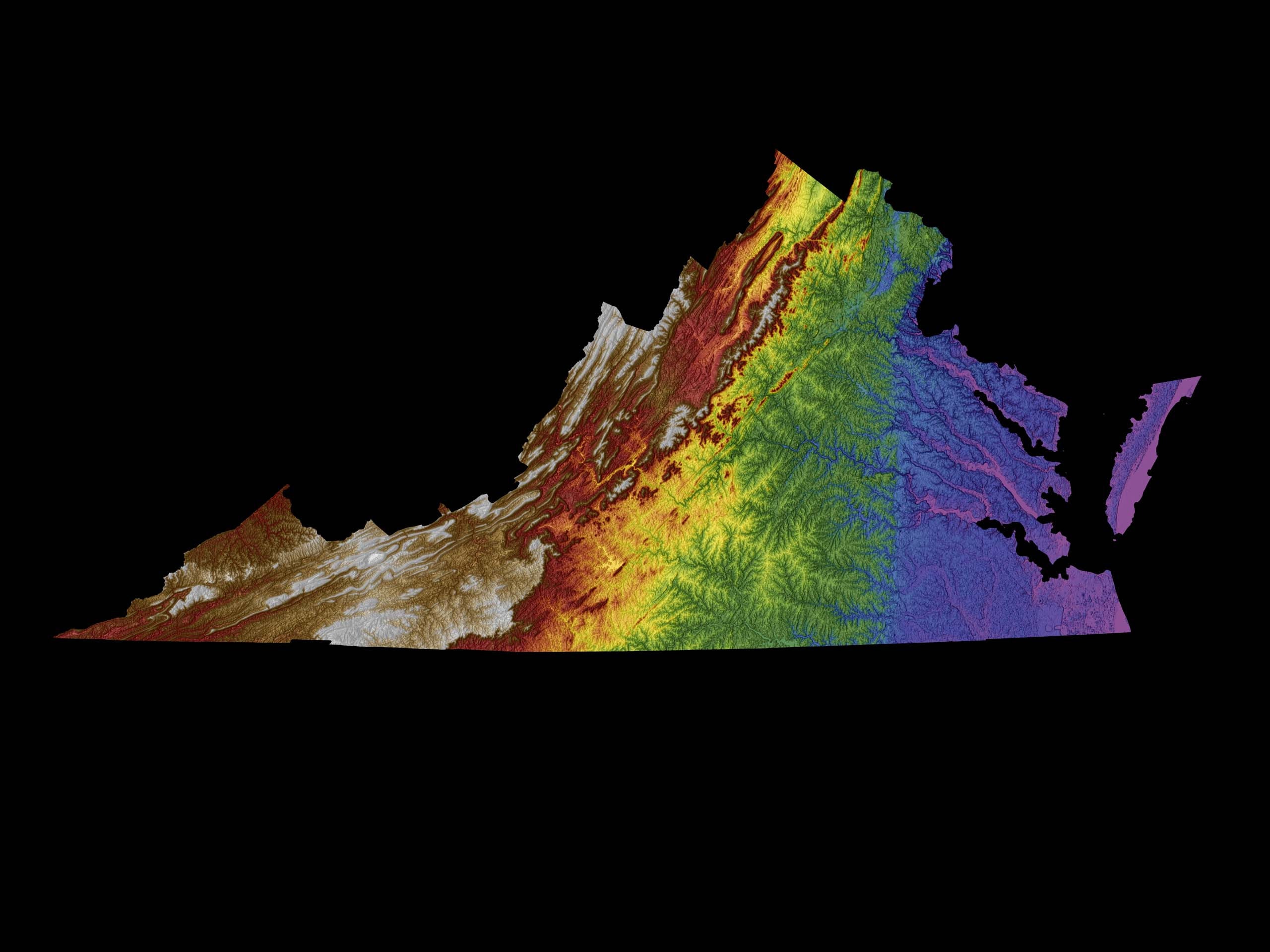 Virginia Color Elevation Map - Etsy