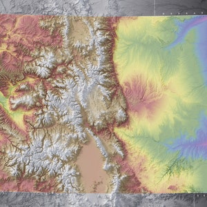 Elevation Map Colorado - Etsy