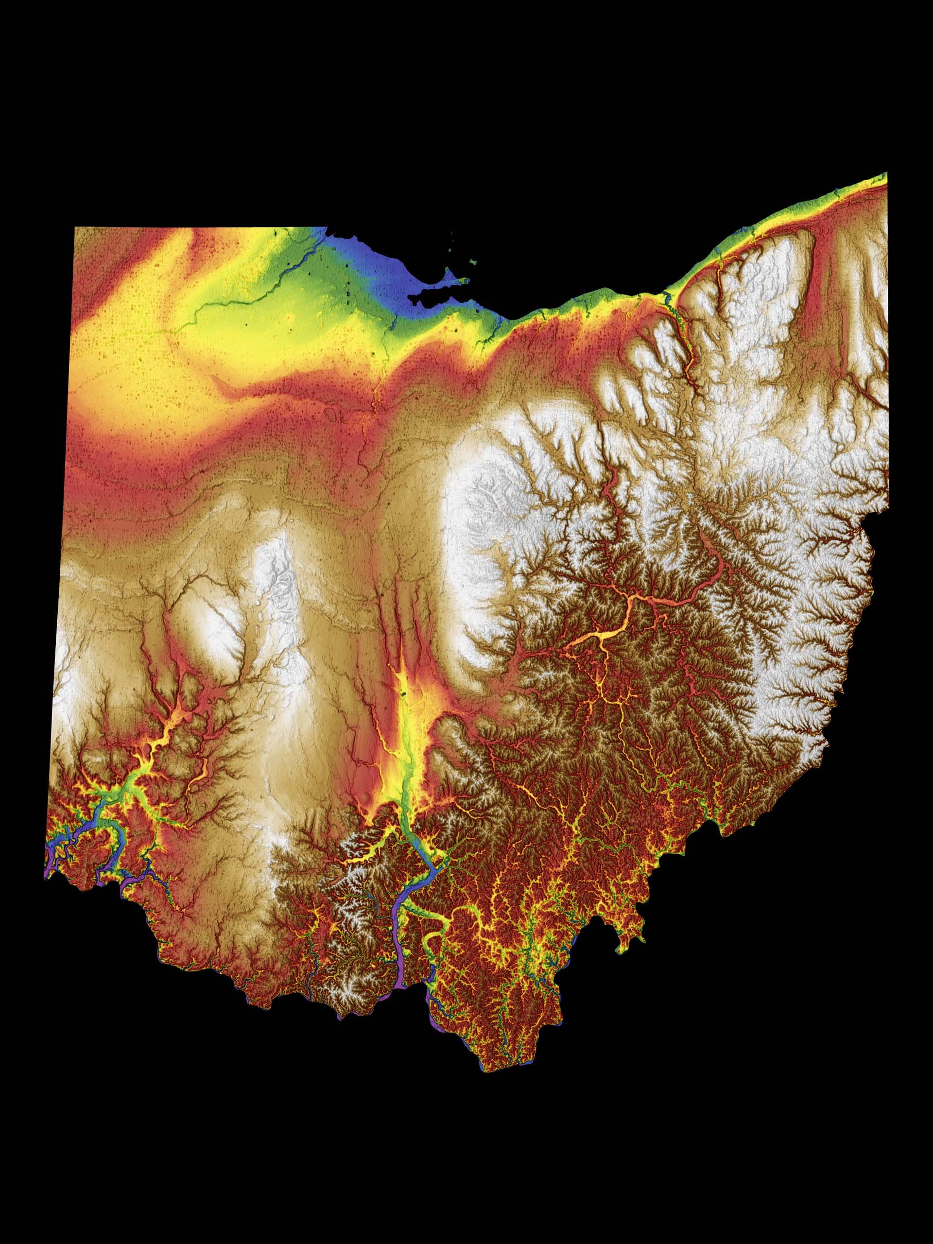 Ohio Color Elevation Map - Etsy